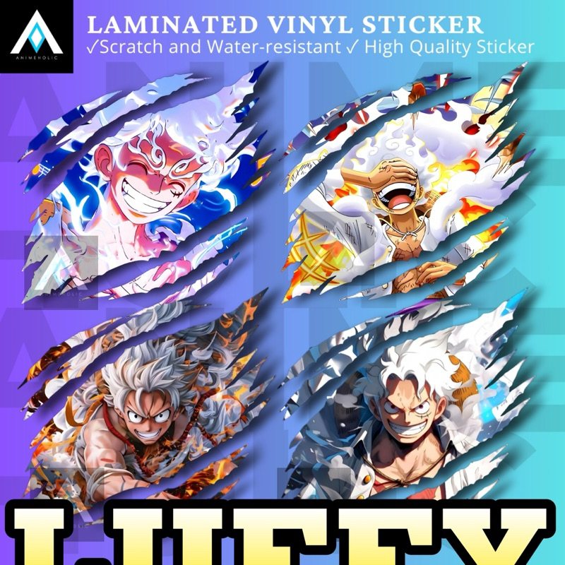 ONE PIECE LUFFY SCRATCH STICKERS ~ LAMINATED VINYL STICKERS ~ANIMEHOLIC ...