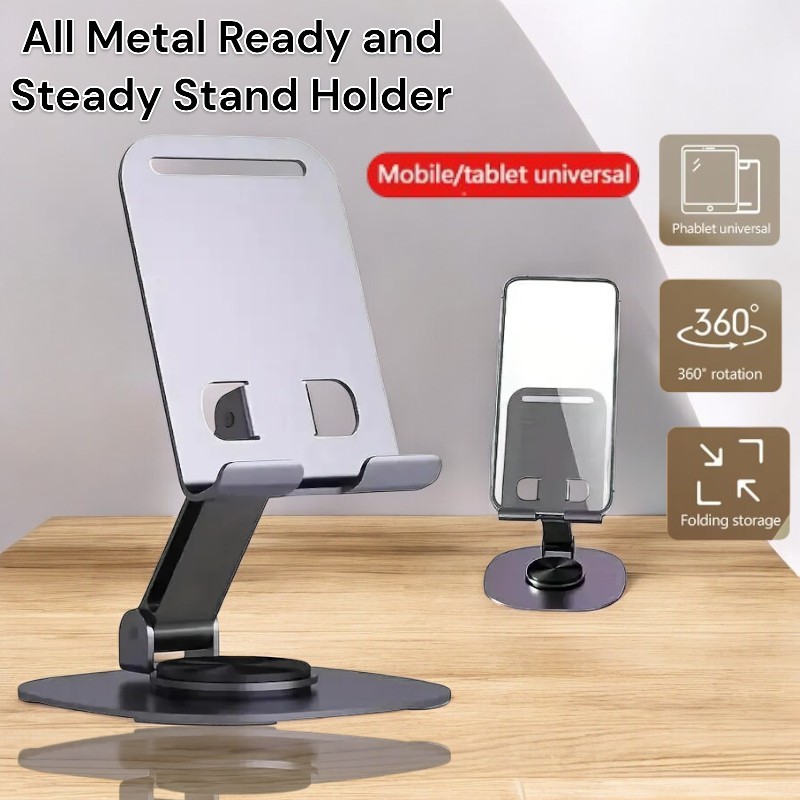 Foldable Cell Phone Stand for Desk 360 Rotate Adjustable Portable ...