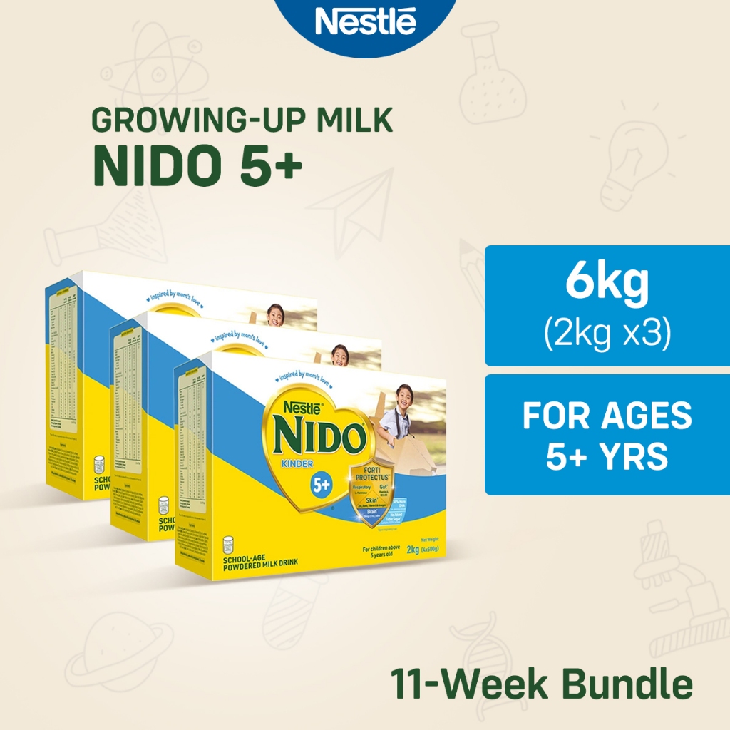 NIDO 5+ Powdered Milk Drink For Children Above 5 Years Old 6kg [2kg x 3] | Shopee Philippines