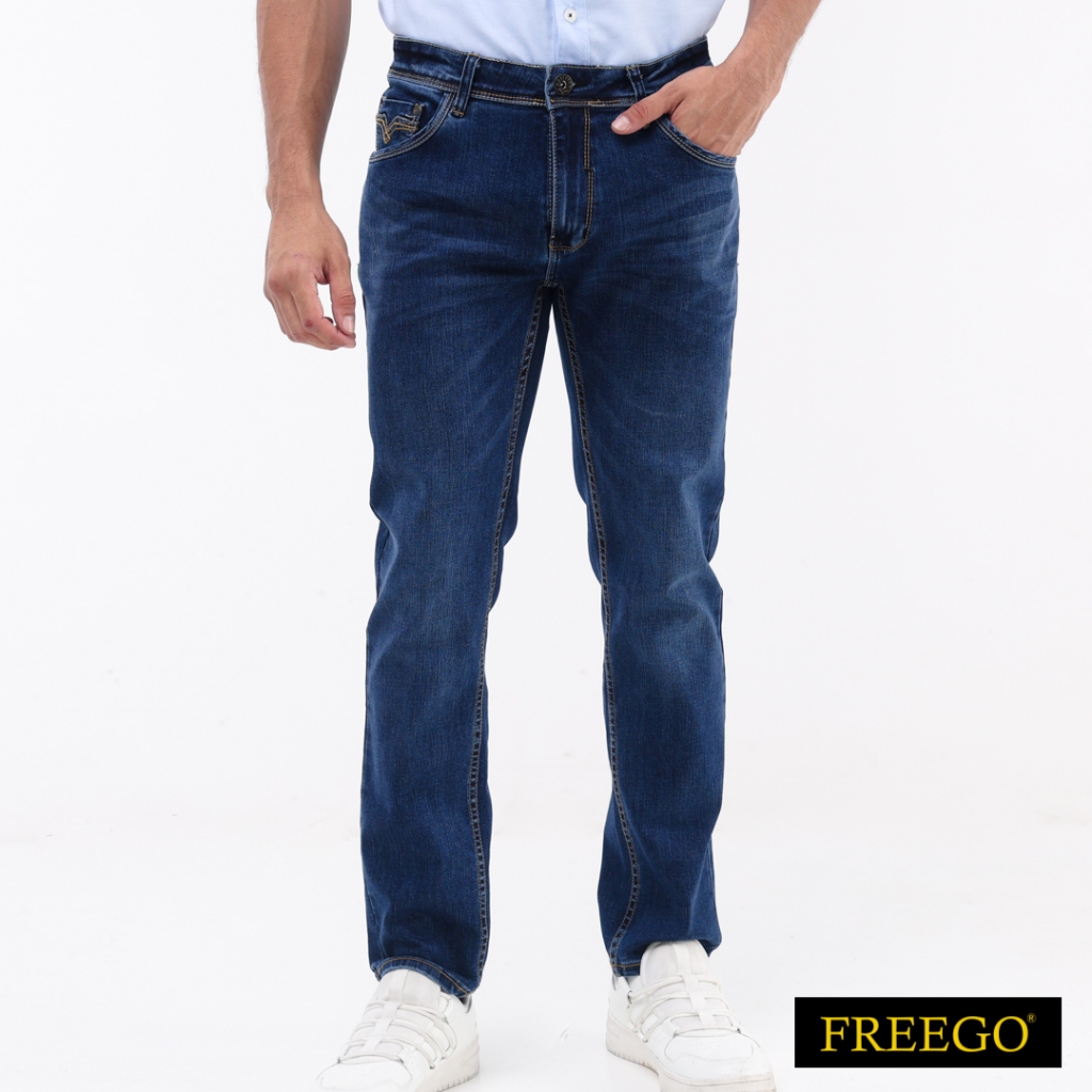 Freego Mens Denim Long Pants Slim Tapered Fit Stretch GBB23-0025 ...