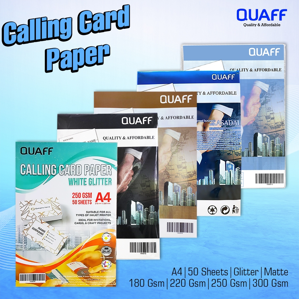 Quaff A4 Size Double Sided Matte Calling Card Paper (50 Sheets/Pack ...