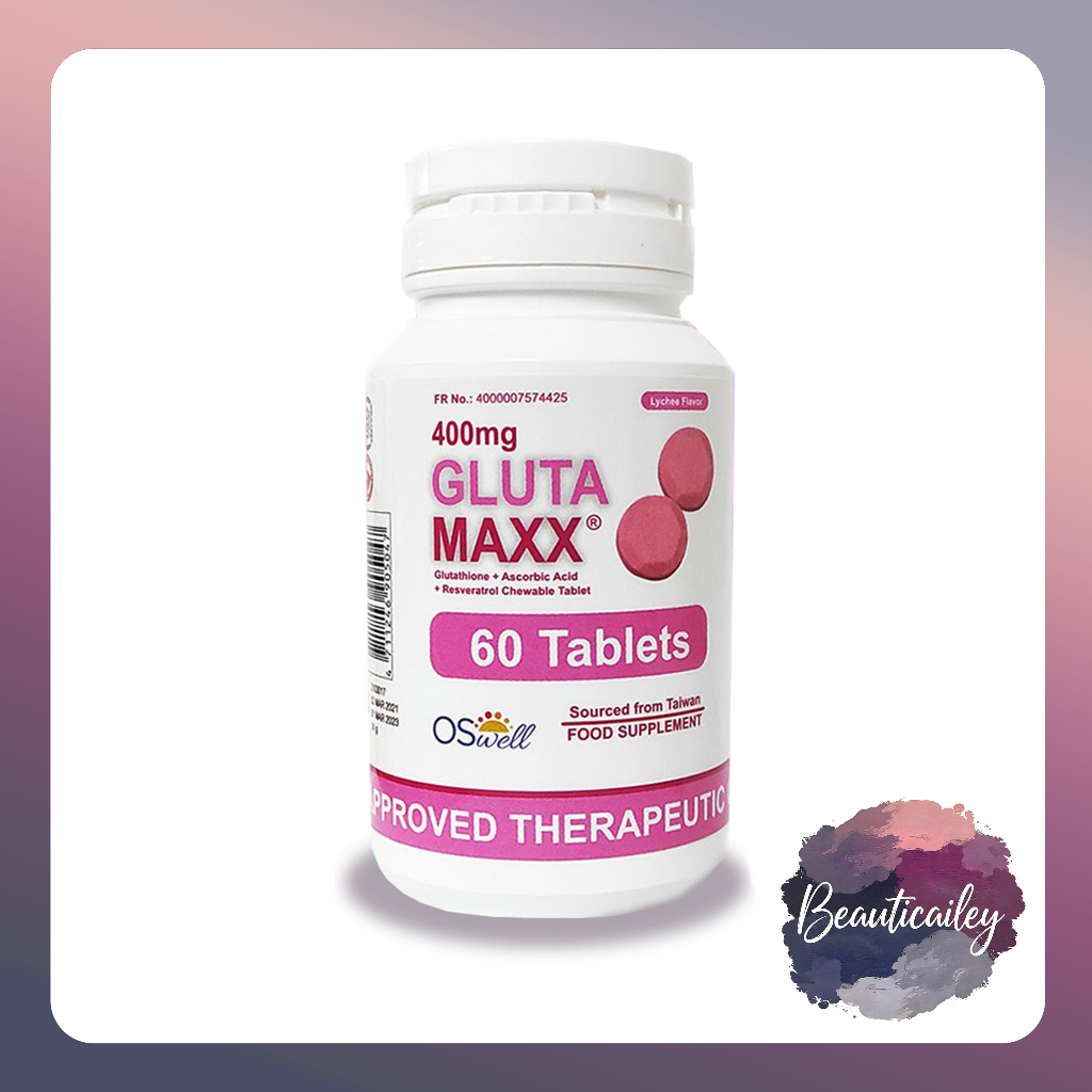 Oswell Gluta Maxx 60 Chewable Tablets for Whitening 400mg FDA APPROVED ...