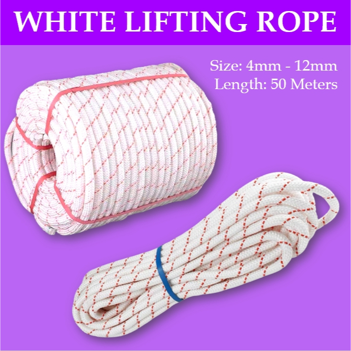 Mago 50 Meters 4-12mm White Rope White Lifting Rope Safety Rope ...