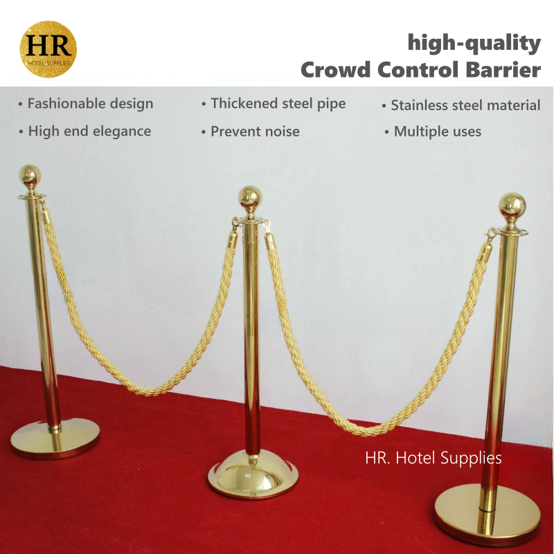 Stanchion Post Set Railing Stand Crowd Control Barrier 2 Poles 1 Rope ...