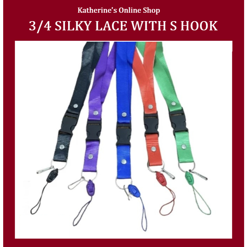 (1PC) 3/4 SILKY LACE ID Lace with S Hook & Rope 3/4-inch Lanyard Plain ...