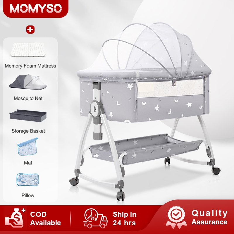 MOMYSO Crib For Newborns 0-3 Years Old Multi-Purpose Baby Shaker Cradle ...