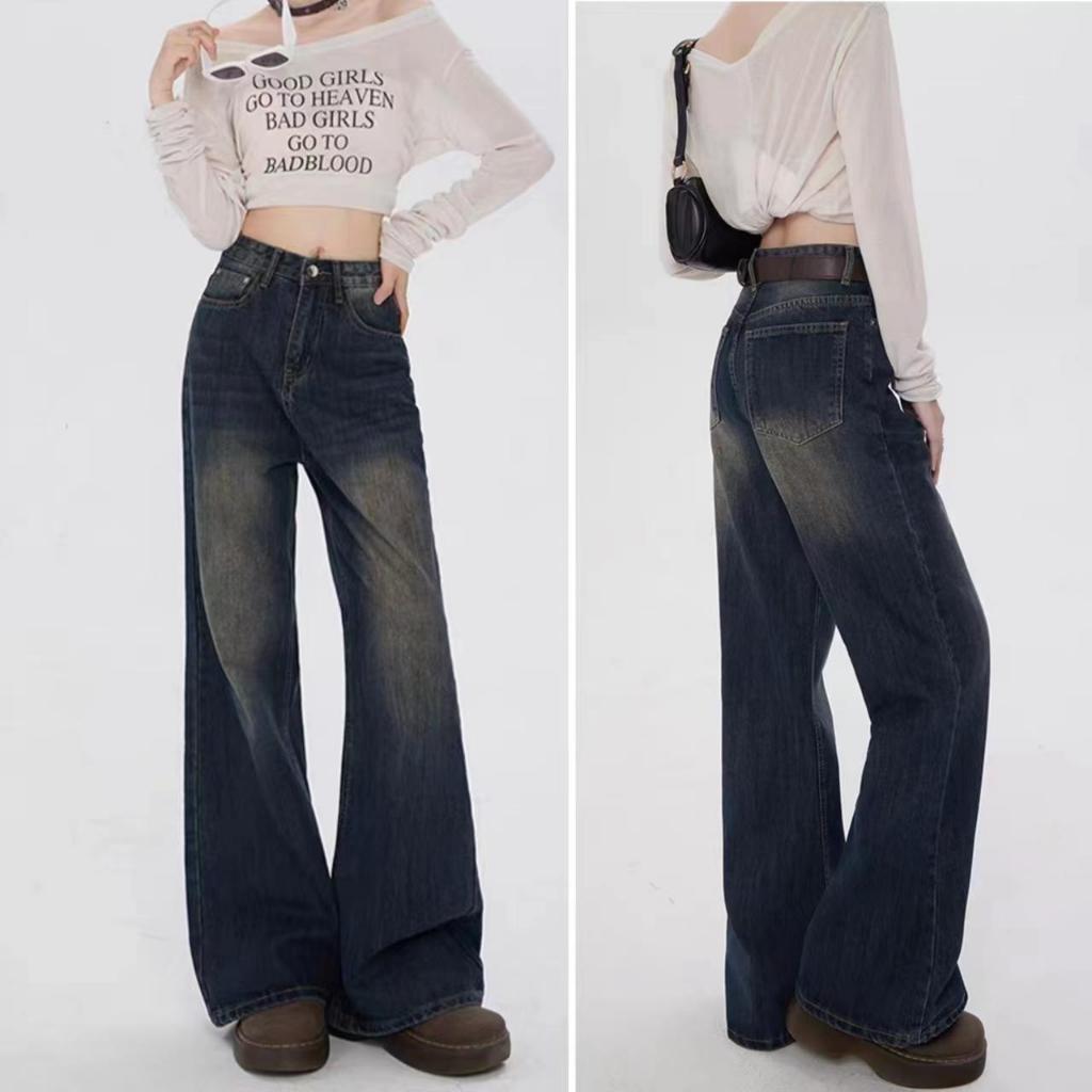 Kinwoo Wide Leg Denim Pants Jeans | Shopee Philippines