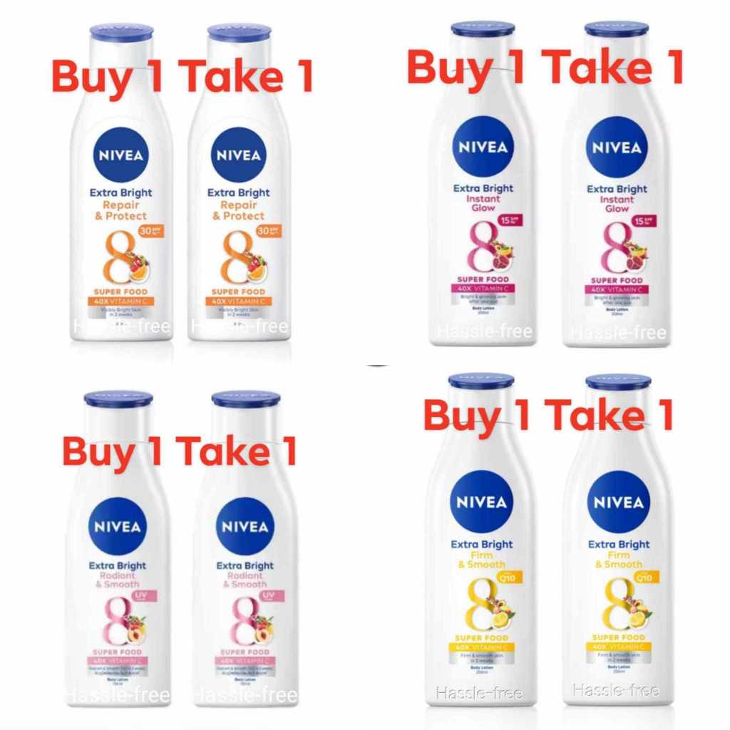 BUY 1 TAKE 1 NIVEA EXTRA BRIGHT BODY LOTION (2x200ml) MADE IN THAILAND ...