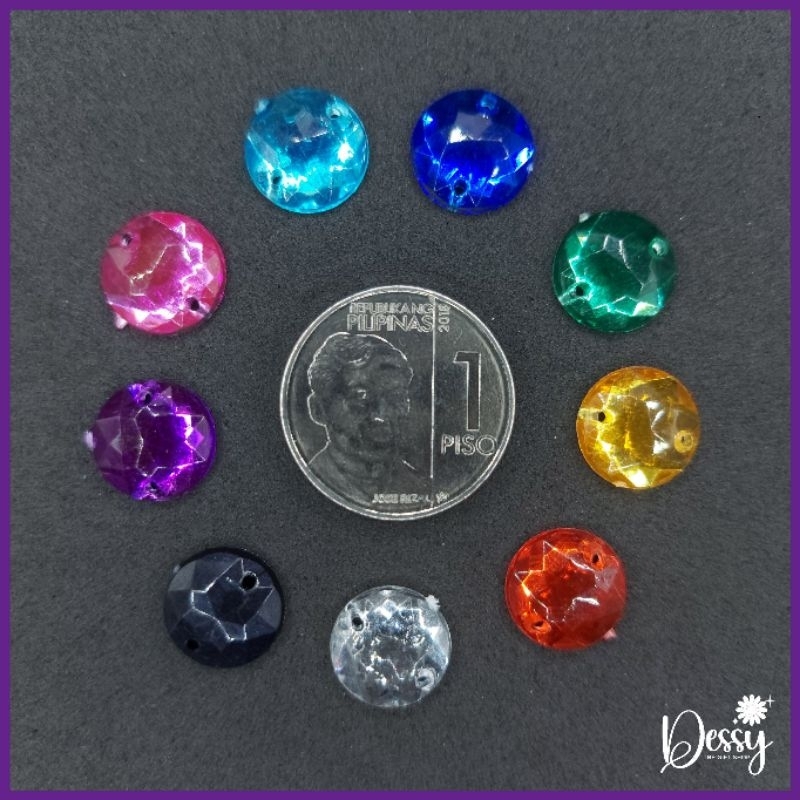 12mm Rhinestones Double Holes Silver Bottom 10 pcs Sew On Rhinestones ...