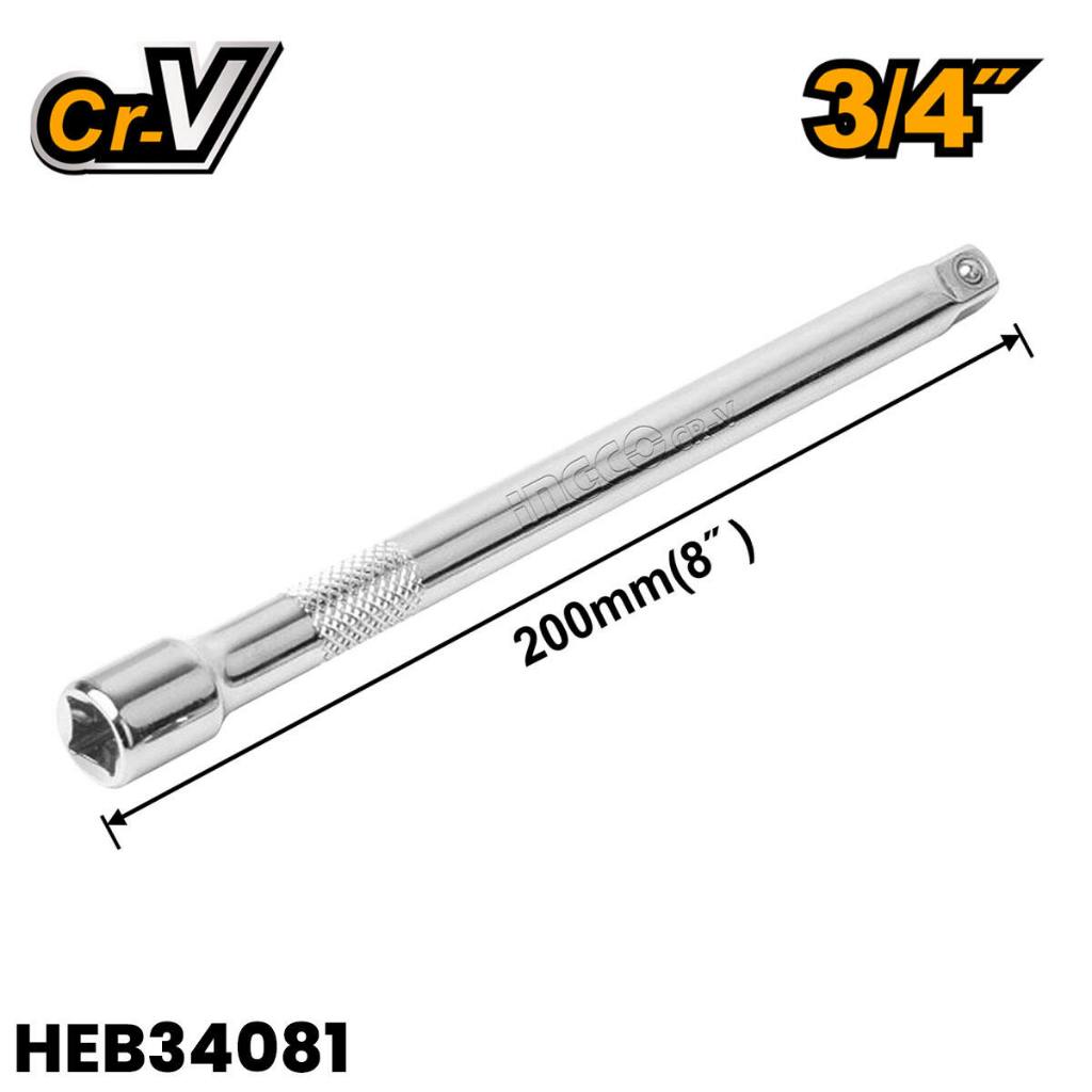 INGCO Cr-V Extension Bar 3/4" Chromed Plated Finish Socket Extension ...