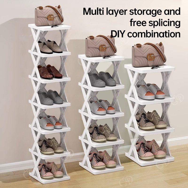 5 Layer Shoe Rack Stackable Shoe Storage Rack DIY Stand Space Saving ...