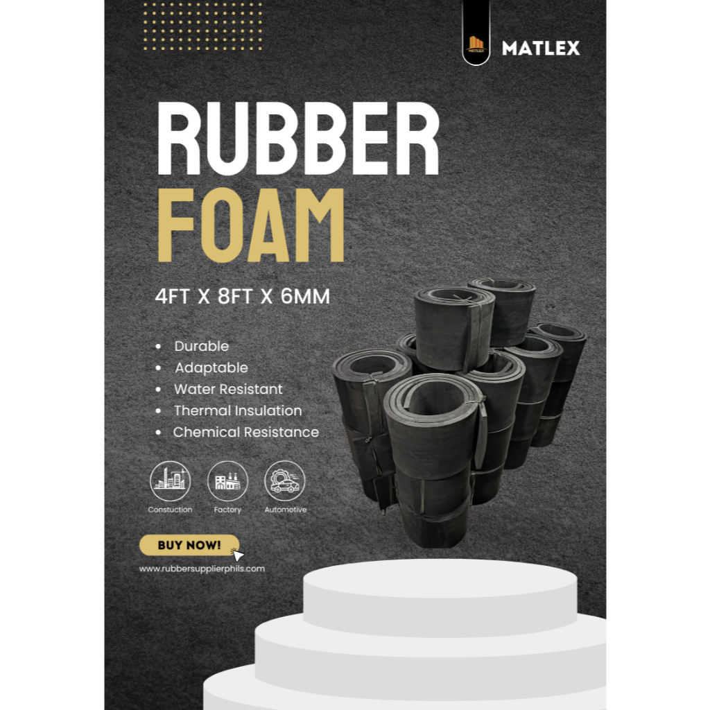 Matlex Rubber Foam Black 4ft x 8ft x 6mm Thick | Shopee Philippines