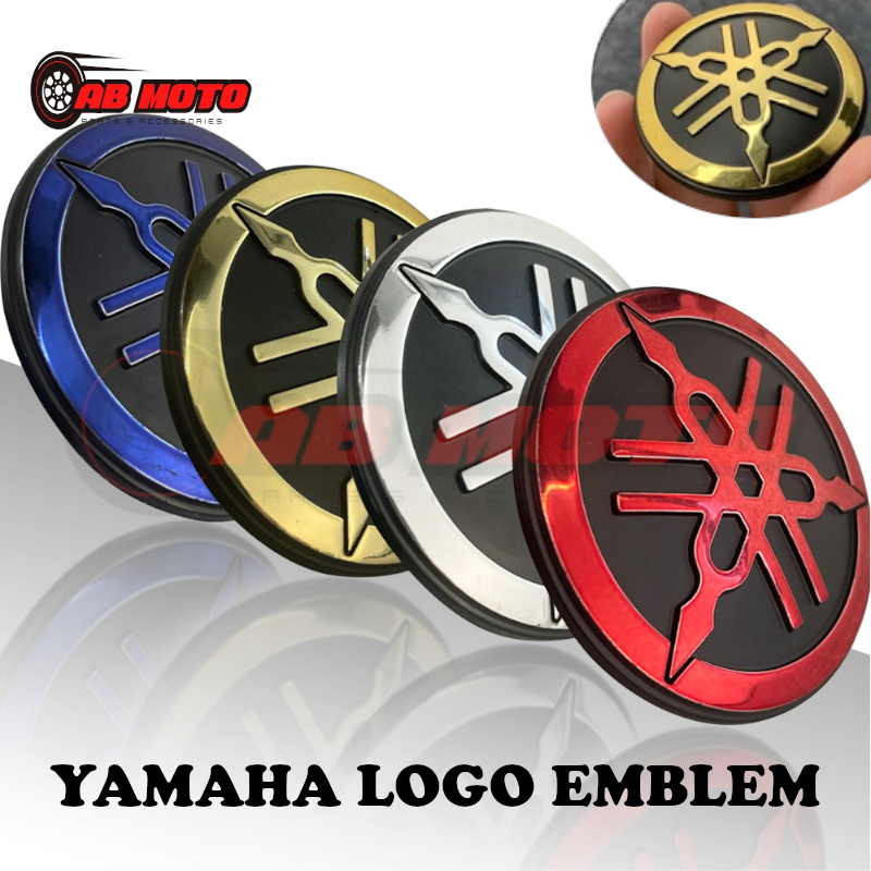ABmoto YAMAHA GENUINE GOLD 48mm 3D TUNING FORK YAMAHA EMBLEM LOGO DECAL ...