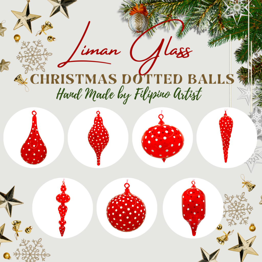 Liman Glass Christmas Ornaments Red Dotted Glass Balls Home Decor ...