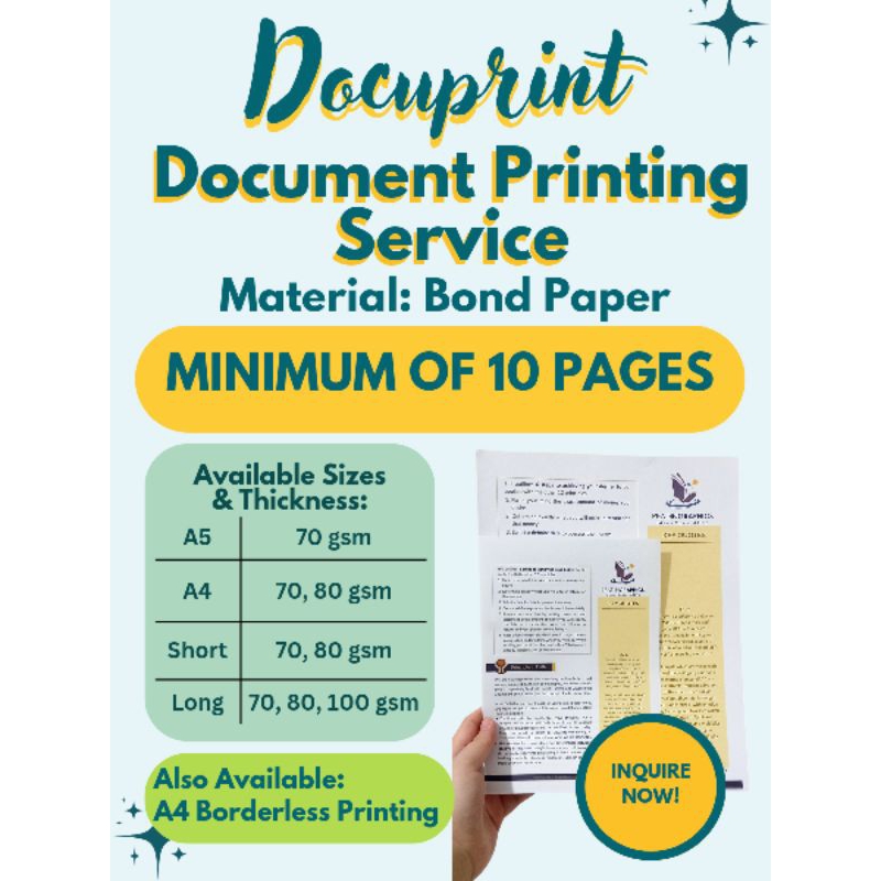 DOCUPRINT Document Printing Service - A5/A4/Short/Long Bond Paper ...