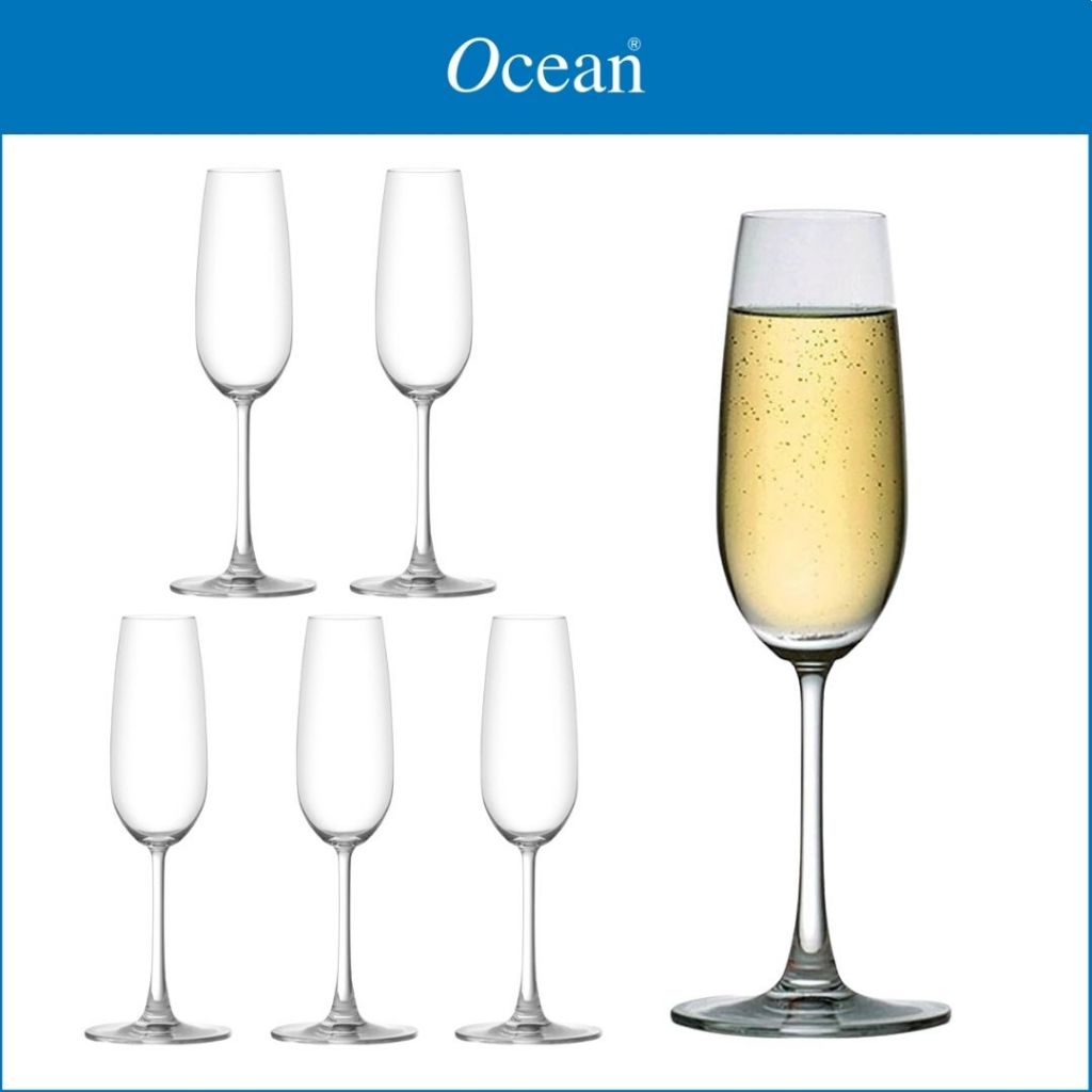 Ocean Glass Madison Flute Champagne Drinking Glass 210 mL (SET OF 6 ...