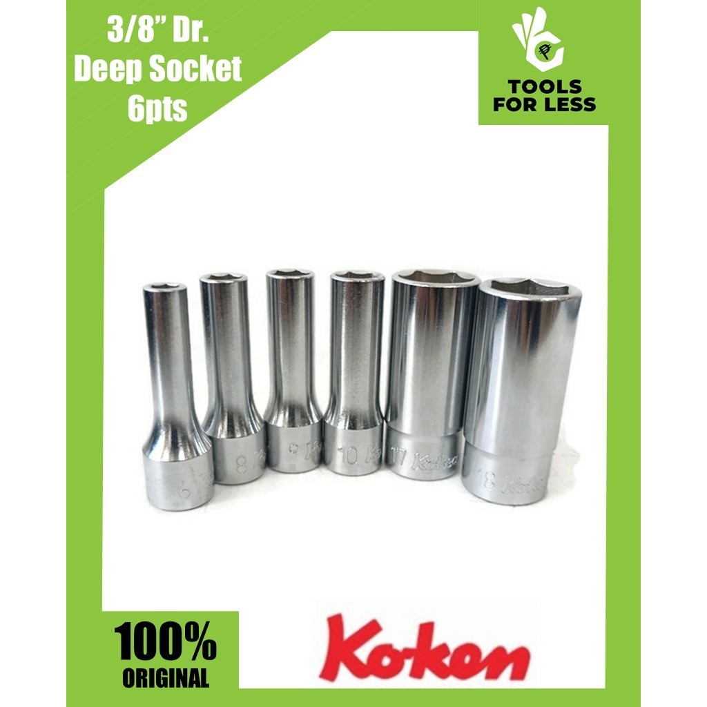 Koken 3/8" Dr. Deep Socket Wrench 6pts: 6,7,8, 9,10, 11, 12, 13, 14, 15 ...