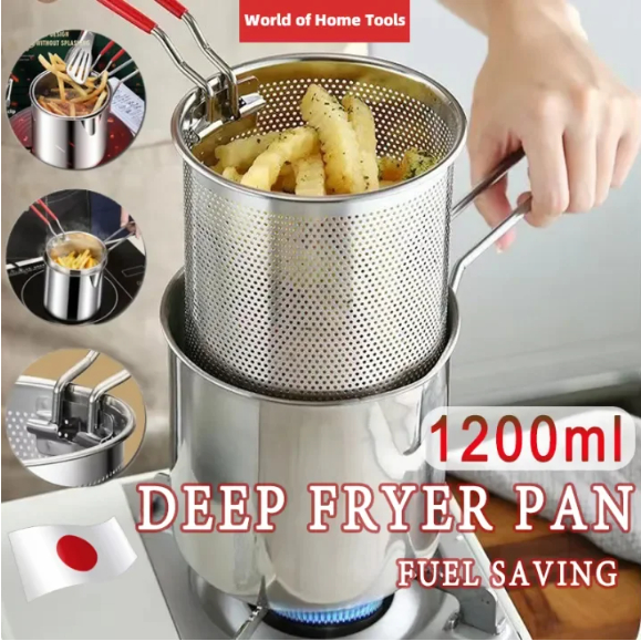 304 Stainless Deep Fryers Pot Universal With Strainer Fryer Kitchen ...