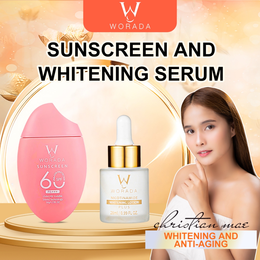FDA Approved WORADA SPF60 Facial Whitening Sunscreen And Niacinamide Whitening Moisturizing ...