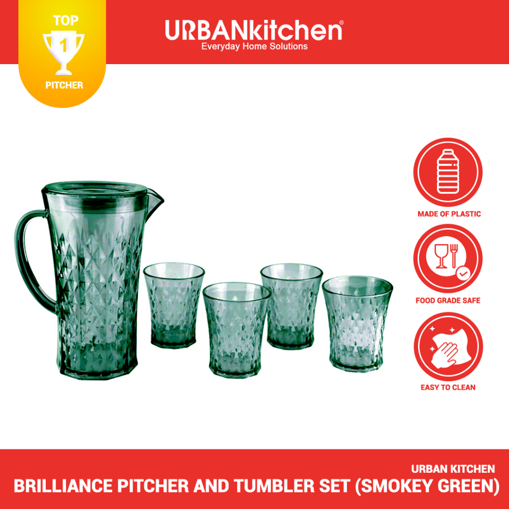 URBAN KITCHEN PS (Polystyrene) Brilliance Pitcher 1.8L & 4pc Tumbler ...