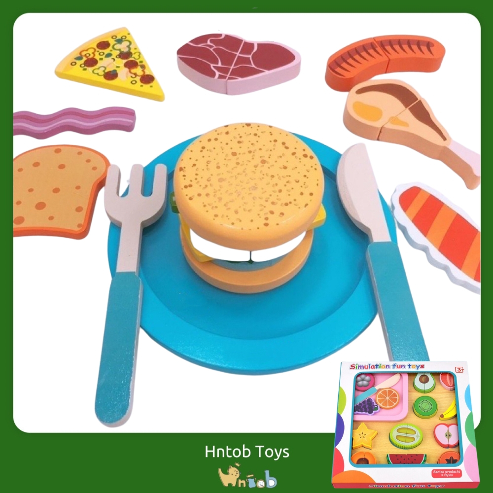 Hntob 31*31cm Wooden Simulation Fun Toy Fruit Vegetables Chisel Kitchen ...