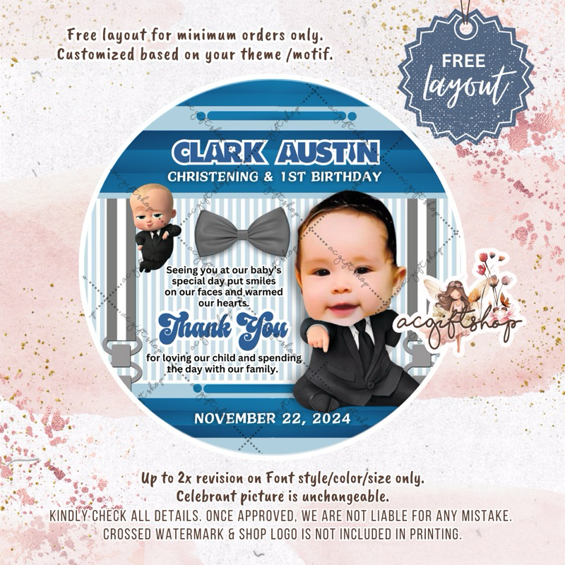 Boss Baby Theme Tag/Label Design Layout Souvenir Giveaways | Shopee ...