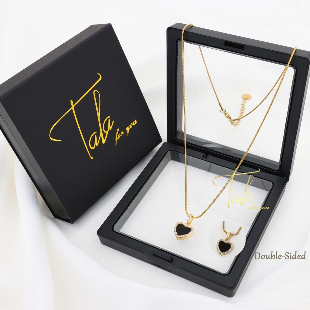 Tala for you Necklaces 18K Gold Black Double-Sided Pendant With Gift ...
