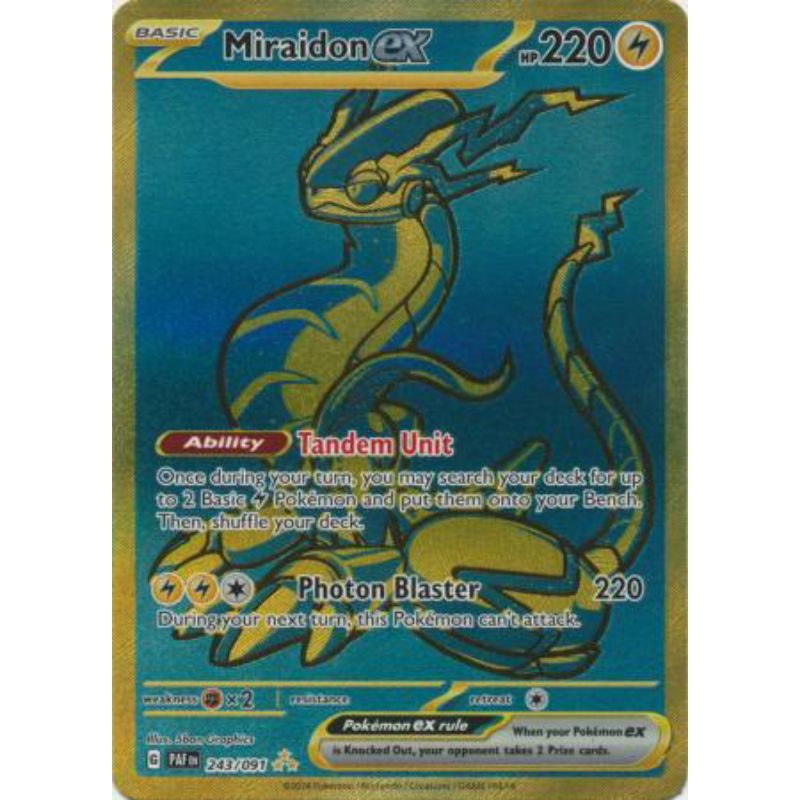 Pokemon Card, Miraidon ex 243/092, Gold Secret Rare. (ENGLISH TYPE ...