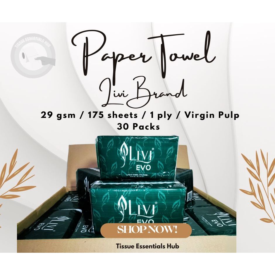 LIVI EVO Interfolded Paper Towel Virgin Pulp 29 GSM 175 Sheets (30 ...