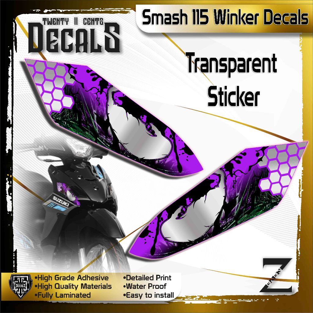 Suzuki Smash 115 winker eye Transparent decals water-proof sticker ...