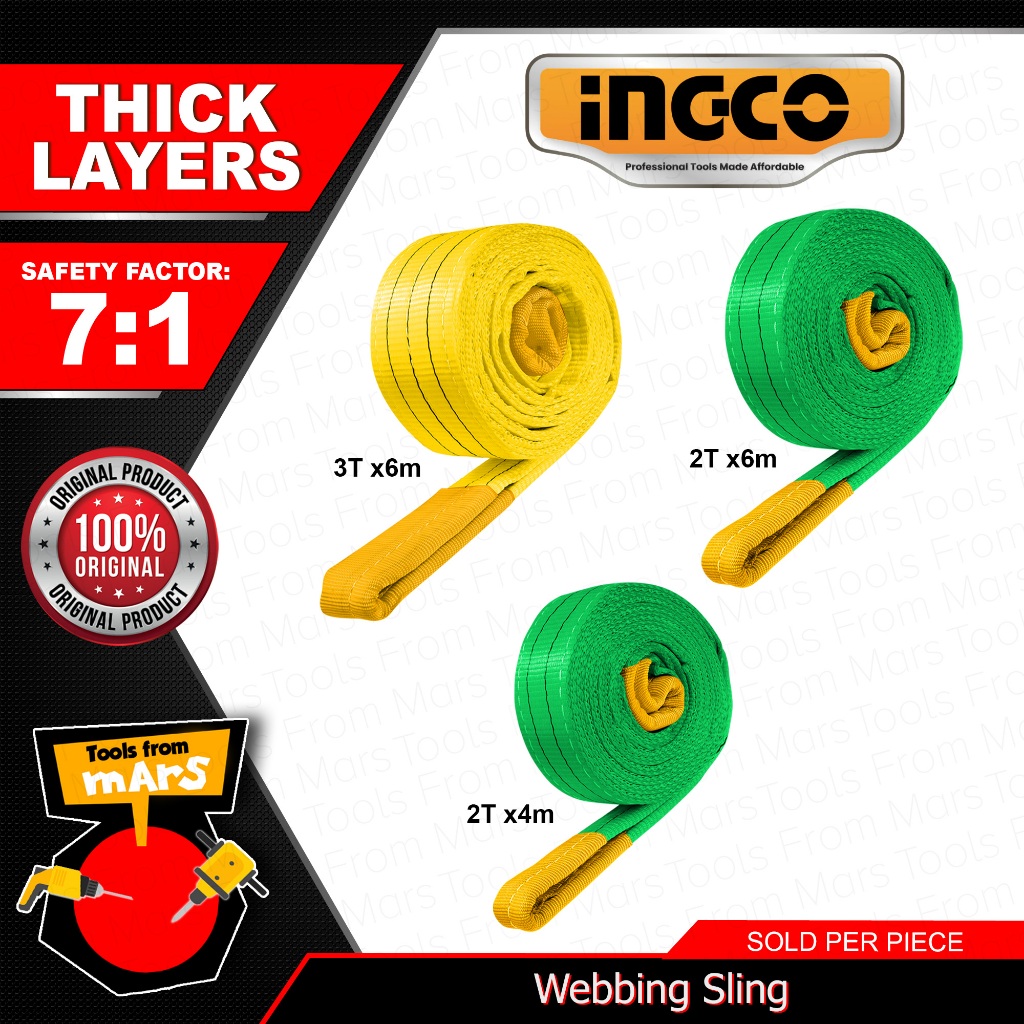 Ingco Webbing Sling Belt 2T / 3T (SOLD PER PIECE) Heavy Duty Safety ...