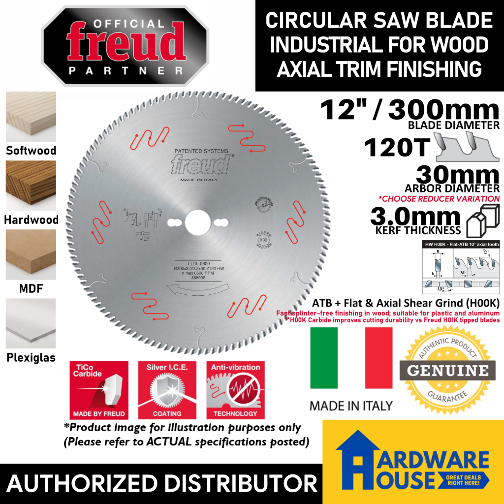 ORIGINAL FREUD 12" 120T Industrial Axial Trim Ultra Finish Wood Carbide ...