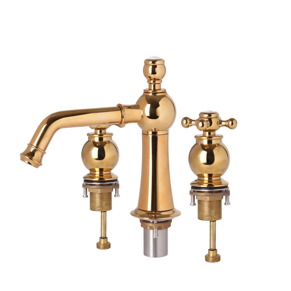 Joxod Copper Gold Dual Handle Wash Basin Hot and Cold Faucet Mixer ...