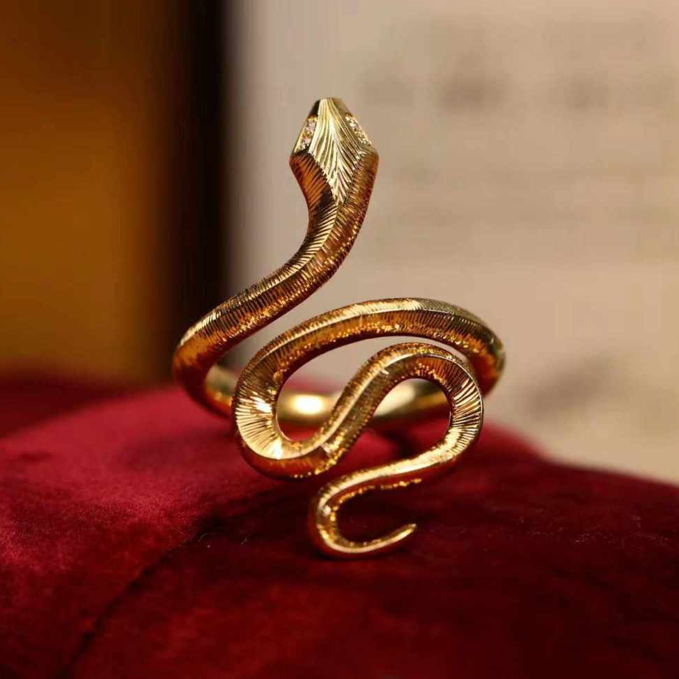 COD PAWNABLE 18k Saudi gold Wrapped Serpentine Ring (Adjustable Opening ...