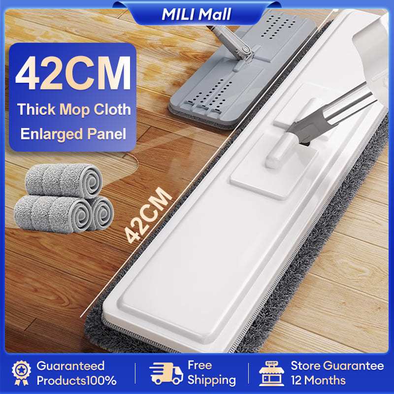 MILI Flat Mop Free Hand Floor Cleaning Mop 360° Rotating Mop With ...