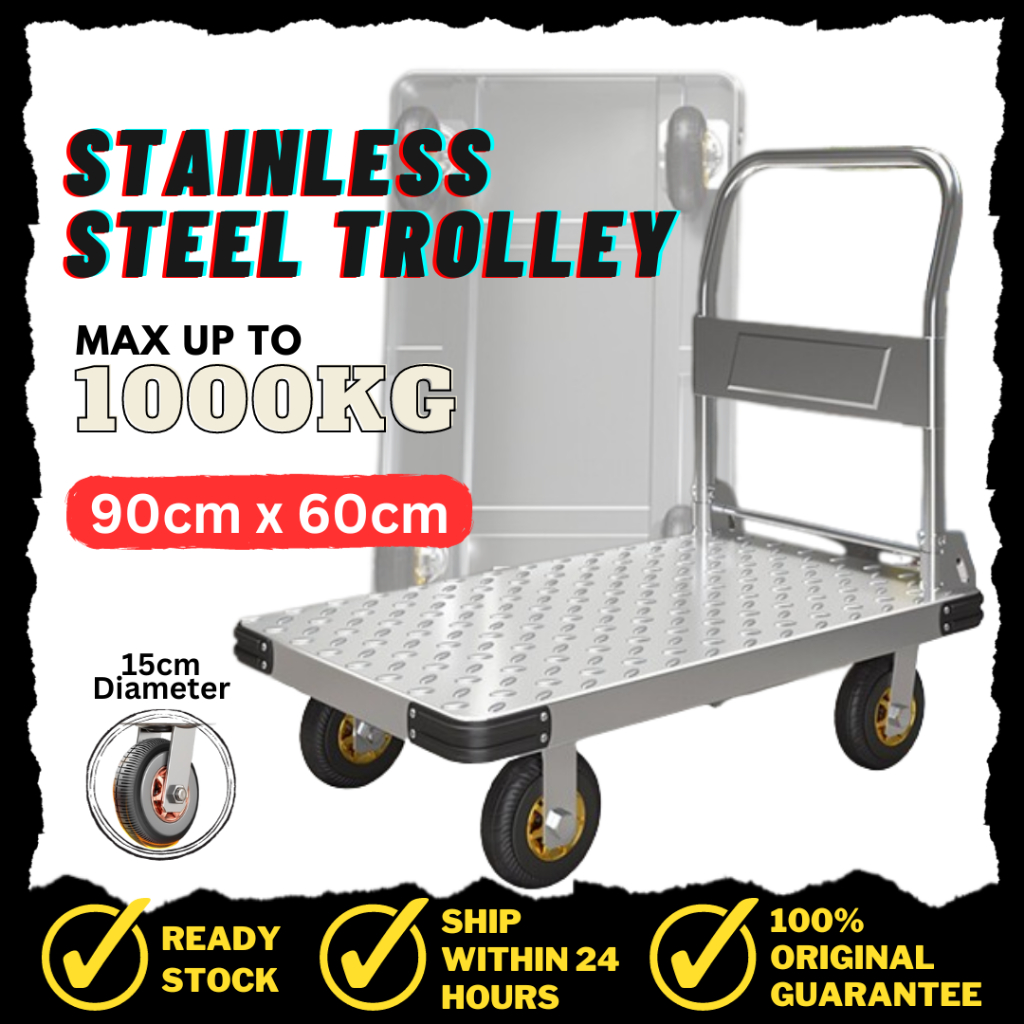1000Kg Push Cart Trolley Heavy Duty Aluminum Stainless Steel Foldable ...