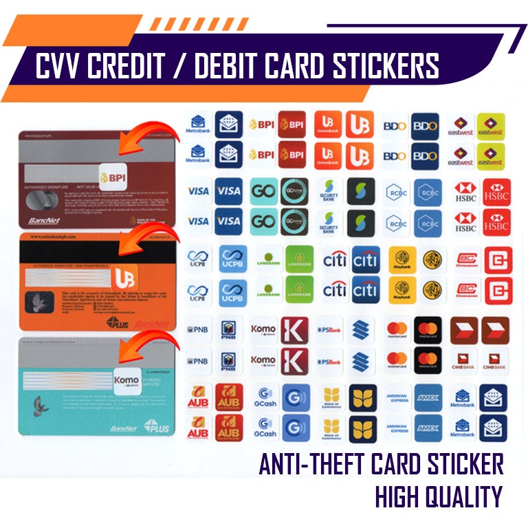 4Pcs Credit/Debit Card CVV Cover Sticker | Hologram Rainbow | Glossy ...