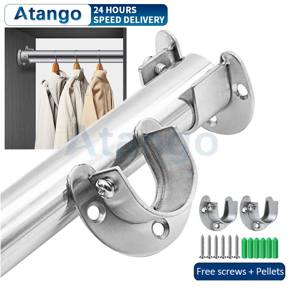 Stainless Clothes Rail Closet Rail Curtain Rod Round Tube Closet U ...