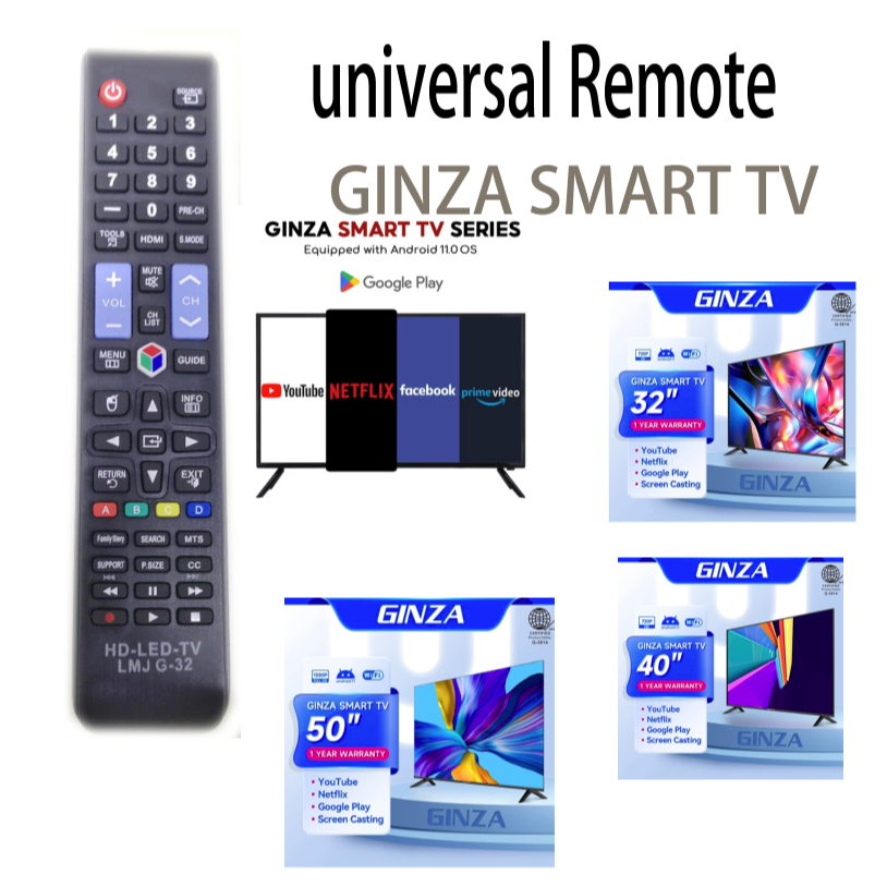 Huayu Universal Remote Control Replacement for Ginza Samrt led TV ...