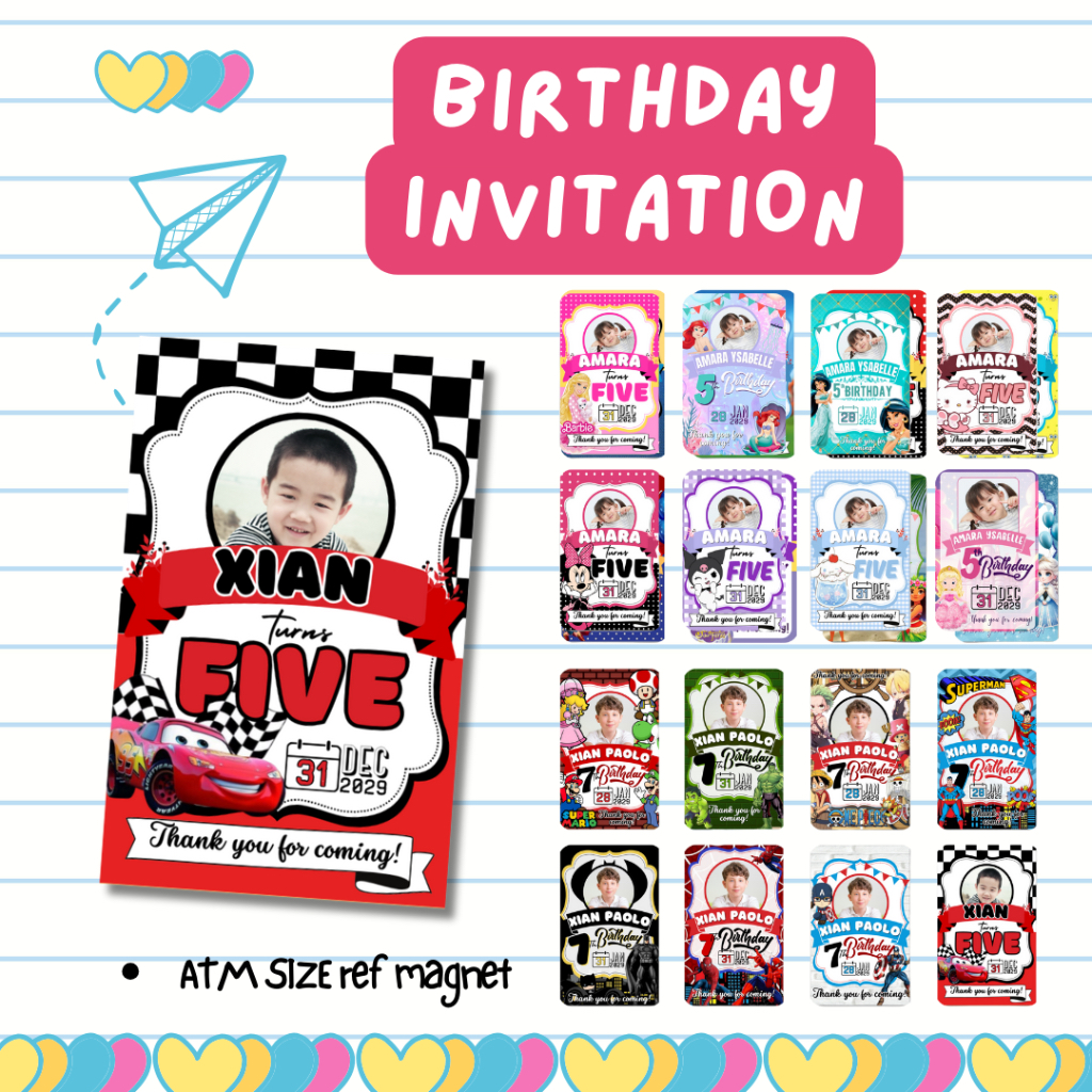 3R SIZE INVITATION CARD FOR BOYS PERSONALIZED/CUSTOMIZED FOR BIRTHDAY ...