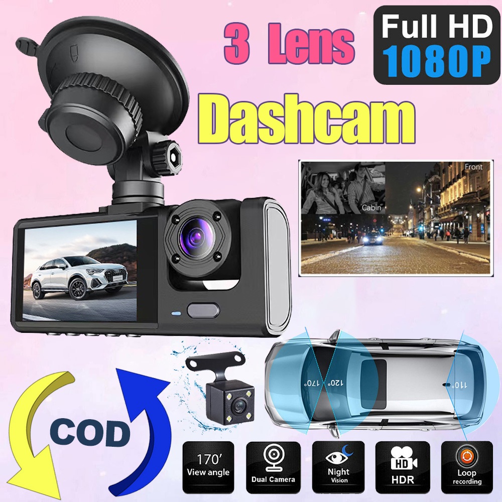 Full HD Car Dashcam 3 Sony Lens 1080P With Night Vision 360 Camera ...