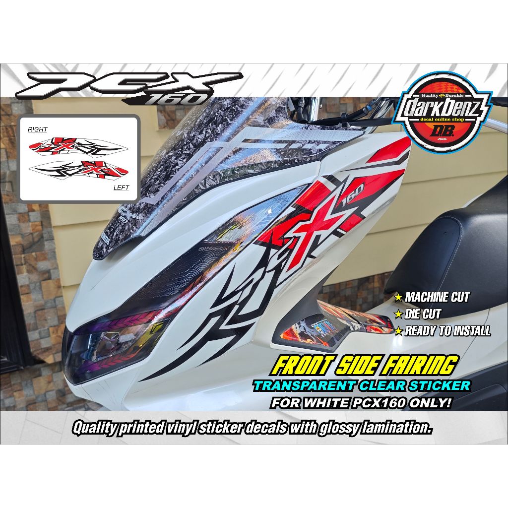 Honda PCX 160 Transparent Clear Printed Sticker Decals for White ...