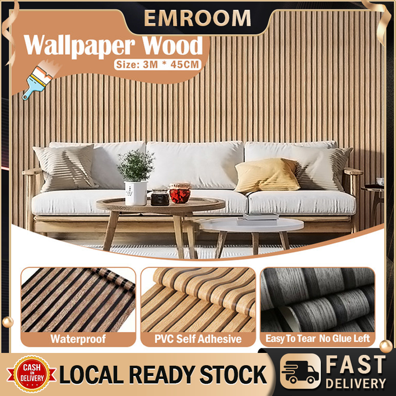 3M * 45CM Wallpapers Wood Design PVC Self Adhesive Wall Decor Stickers ...