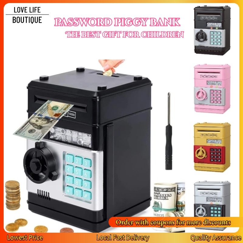 Electronic Piggy Bank Coin Bank Kids Money Saving Box with Password ATM ...