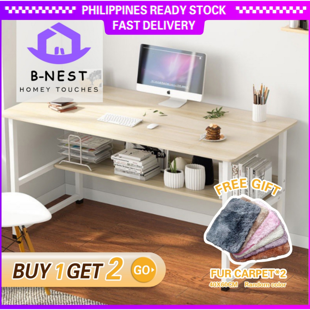 B-NEST 120X45X74cm Two Layer Study Table Computer Desk Office Desk ...