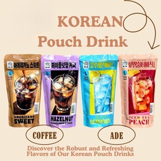 Youus Korean Juice/Coffee Pouch Drink - 340ml -Sweet Americano/Hazelnut/Blue Lemonade/Peach Iced ...
