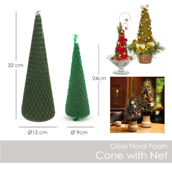 Cone Shaped Netted Oasis Floral Foam for Fresh Flower Arrangement Small ...