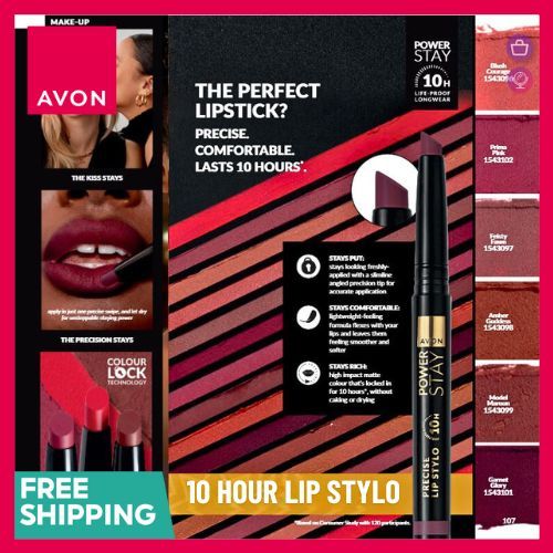 Avon Lipstick Power Stay 10-Hour Lip Stylo Long-Lasting Matte Color ...