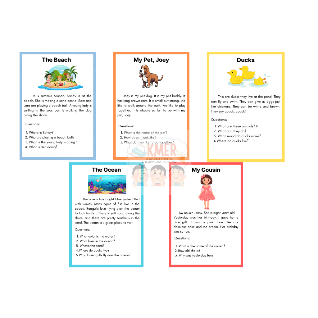 5pcs Laminated sHORT STORIES WITH Questions A4 Size | Shopee Philippines
