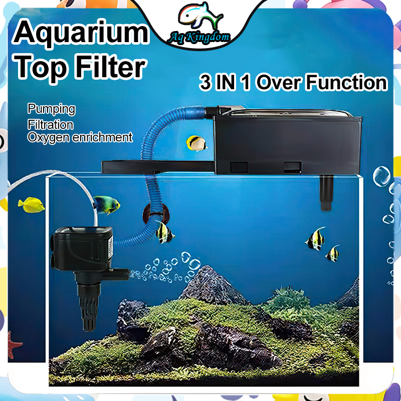 Aquarium 3 IN 1 Top Filter Overhead Pump Fresh Sea Water Oxygen Aerator ...